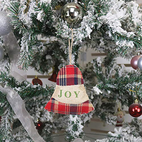 OWUYUXI 16 Pcs Burlap Christmas Ornaments 2020 Set, Funny Unique Mini Christmas Tree Ornaments Bulk, Rustic Christmas Decorations Clearance Decor, Small Red Plaid Christmas Stockings/Ball/Tree/Bell