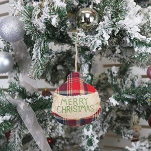 OWUYUXI 16 Pcs Burlap Christmas Ornaments 2020 Set, Funny Unique Mini Christmas Tree Ornaments Bulk, Rustic Christmas Decorations Clearance Decor, Small Red Plaid Christmas Stockings/Ball/Tree/Bell