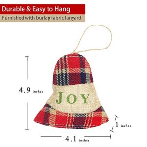 OWUYUXI 16 Pcs Burlap Christmas Ornaments 2020 Set, Funny Unique Mini Christmas Tree Ornaments Bulk, Rustic Christmas Decorations Clearance Decor, Small Red Plaid Christmas Stockings/Ball/Tree/Bell