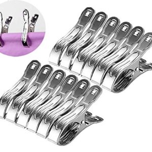 Pealeep 12 Pack Stainless Steel Clothespins,4.7 Inch Beach TowelClips,About Ground Pool Cover Clamps for Cruise,Boat,Blanket,Quilt,Lounge