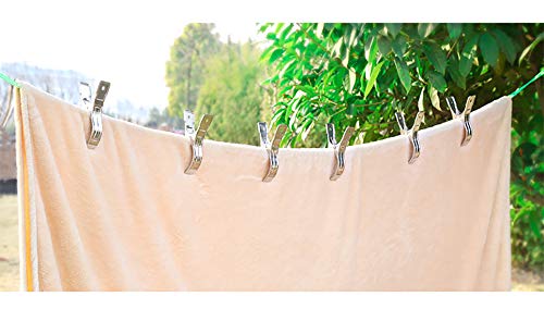 Pealeep 12 Pack Stainless Steel Clothespins,4.7 Inch Beach TowelClips,About Ground Pool Cover Clamps for Cruise,Boat,Blanket,Quilt,Lounge