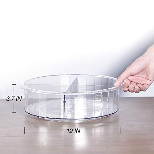 Lazy Susan Turnable Cabinet Organizer,Premium 360 Rotating Clear Lazy Susans with Dividers, Spinning Cosmetic Makeup Organizers for Countertop Table Pantry Bathroom