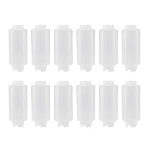 Creative Mark Cylo FIFO Squeeze Bottle Refillable Clear Tip Silicone Dispenser for Paint, Epoxy and Color Mixing - 32 oz. - 12 Pack