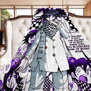 eisvalaya danganronpa flannel throw blanket lightweight comfy fluffy warm cozy plush cover soft queen bed twin sofa office (danganronpa kokichi ouma, medium 6050in)