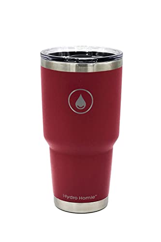 HYDRO HOMIE Tumbler with Magnetic Lid - Premium Stainless Steel Triple Wall Vacuum Insulated with Triple Shield Technology 30 oz Dr Red