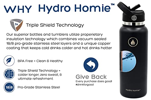 HYDRO HOMIE Tumbler with Magnetic Lid - Premium Stainless Steel Triple Wall Vacuum Insulated with Triple Shield Technology 30 oz Dr Red