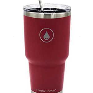 HYDRO HOMIE Tumbler with Magnetic Lid - Premium Stainless Steel Triple Wall Vacuum Insulated with Triple Shield Technology 30 oz Dr Red