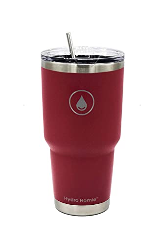 HYDRO HOMIE Tumbler with Magnetic Lid - Premium Stainless Steel Triple Wall Vacuum Insulated with Triple Shield Technology 30 oz Dr Red