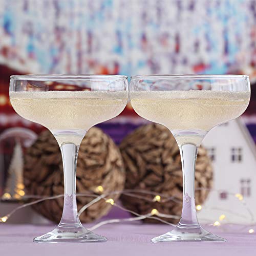 lav Coupe Cocktail Glasses Sets - Champagne Coupe Glasses with Colored and Cleared Rims 8 oz Set of 6- Manhattan & Martini Glasses for Cocktails, Mothers Day Gifts - Made in Europe