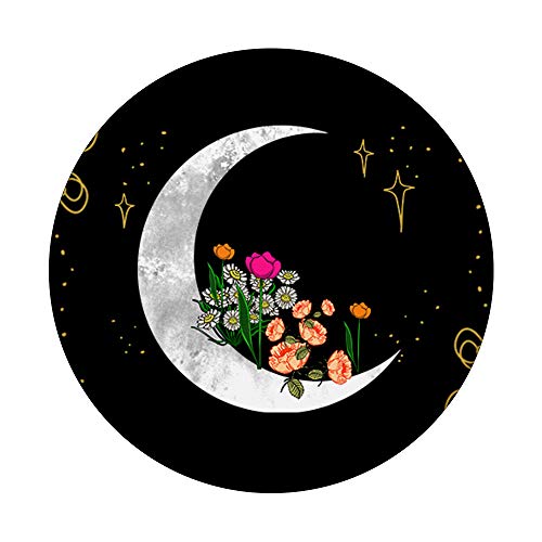 Crescent Moon Flowers Lunar Garden Space Girls Women Gift PopSockets PopGrip: Swappable Grip for Phones & Tablets