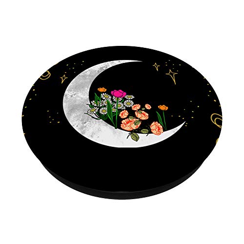 Crescent Moon Flowers Lunar Garden Space Girls Women Gift PopSockets PopGrip: Swappable Grip for Phones & Tablets