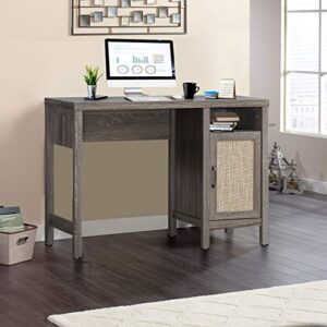 Tangkula Computer Desk with Storage Cabinet, Rustic Wooden Writing Desk Study Desk with Metal Handle, Compact Computer Desk Workstation Laptop PC Desk for Home Office (Grey Oak)