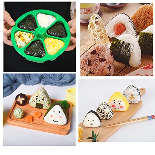 Sunormi 6 Cavity Triangle Sushi Mold Onigiri Rice Ball Press Maker Non-stick Sushi Maker Tools For Seaweed Cilantro Rice Balls