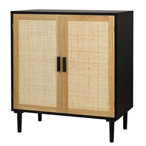 finnhomy sideboard buffet cabinet, kitchen storage cabinet with rattan decorated doors, liquor cabinet for bar, dining room, hallway, cupboard console table, accent cabinet, 31.5x 15.8x 34.6 inches