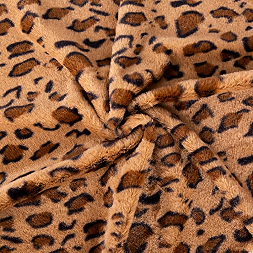 LOOGOOL Leopard Print Plush Faux Fur Fabric for DIY Craft, Pillow, Costume, Decoration (15.7" x 19.7")