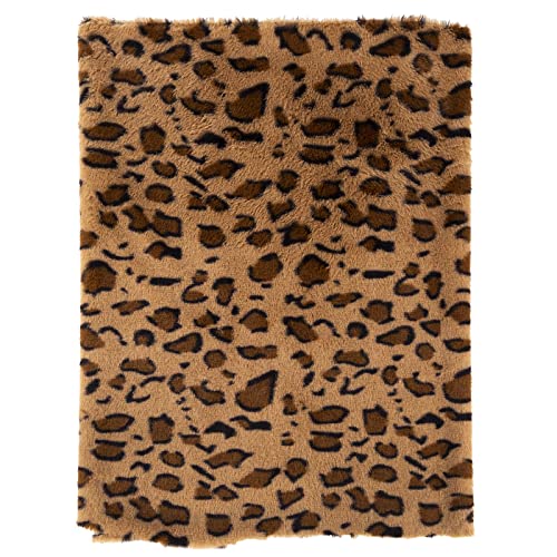 LOOGOOL Leopard Print Plush Faux Fur Fabric for DIY Craft, Pillow, Costume, Decoration (15.7" x 19.7")