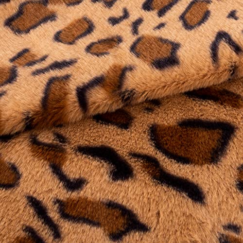 LOOGOOL Leopard Print Plush Faux Fur Fabric for DIY Craft, Pillow, Costume, Decoration (15.7" x 19.7")