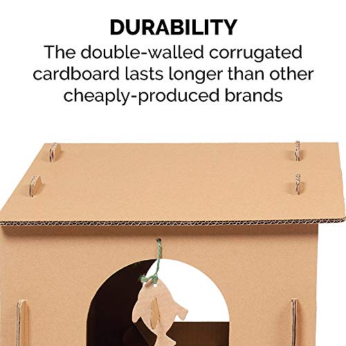 Furhaven Farmhouse Multi-Level Cat Scratcher Hideout w/ Catnip - Cardboard Brown, One Size