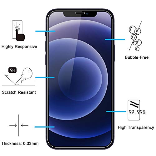 NEW'C Pack of 3, Glass Screen Protector for iPhone 12 Mini (5.4), Tempered Glass Anti-Scratch, Anti-Fingerprints, Bubble-Free, 9H Hardness, 0.33mm Ultra Transparent, Ultra Resistant