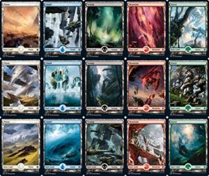 magic: the gathering - zendikar rising full art basic land set (1each of 15)