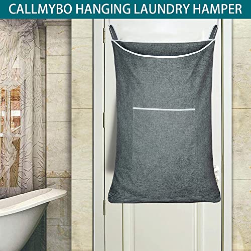 CALLMYBO Hanging Laundry Hamper, Hanging Hamper with Free Hanging Hooks, Space Saving Hanging Laundry Hamper Bag (1 Mid Heather Grey + 1 Pop Heather Grey)