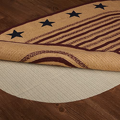 VHC Brands Potomac Jute Rug Oval Stencil Stars w/Pad 36x60