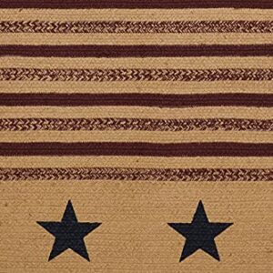 VHC Brands Potomac Jute Rug Oval Stencil Stars w/Pad 36x60