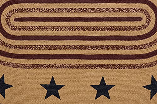 VHC Brands Potomac Jute Rug Oval Stencil Stars w/Pad 36x60