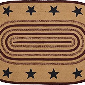 VHC Brands Potomac Jute Rug Oval Stencil Stars w/Pad 36x60