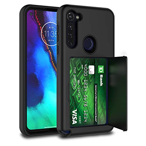 Tiflook for Moto G Stylus Case 2020, for Moto G Power 2020 Case, Dual Layer Hybrid Shockproof Hard Plastic Cover Rubber Bumper Hidden Credit Card Holder Slot Case for Motorola G Power/G Stylus,Black