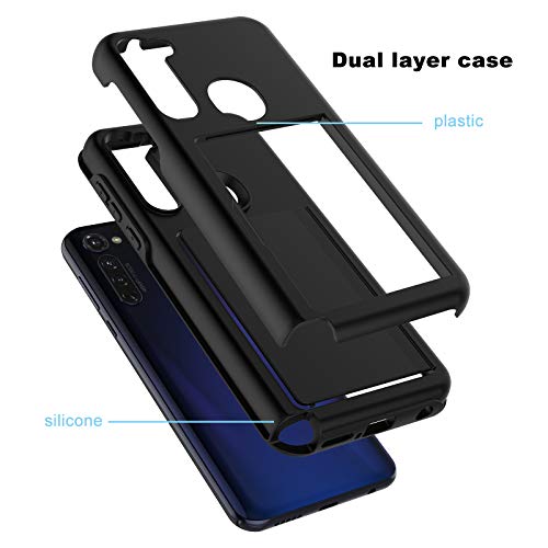 Tiflook for Moto G Stylus Case 2020, for Moto G Power 2020 Case, Dual Layer Hybrid Shockproof Hard Plastic Cover Rubber Bumper Hidden Credit Card Holder Slot Case for Motorola G Power/G Stylus,Black