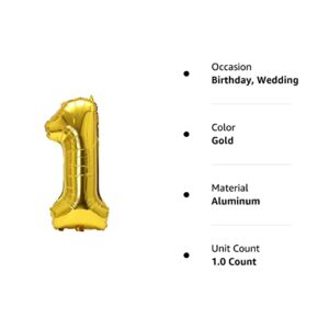 YPSelected 32 Inch Large Foil Helium Number Balloon Birthday Wedding Party 0-9 (Gold, 1)