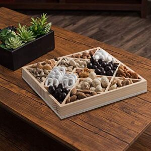 Hammont Square Sectional Wooden Trays - 2 Pack - 10”x10”x1.13” - Eco Friendly Decorative Wooden Tray for Dry Fruits & Candies | Organic Wooden Tray for Gift & Home Décor