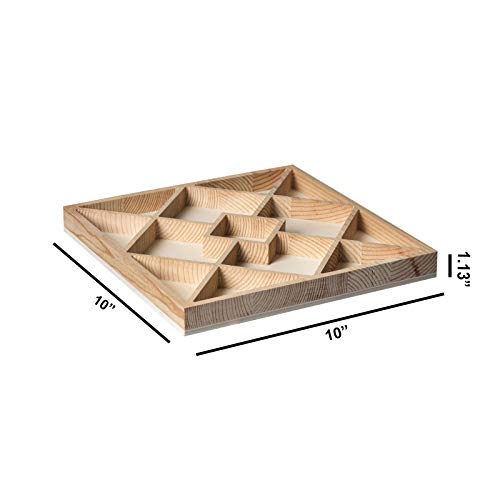 Hammont Square Sectional Wooden Trays - 2 Pack - 10”x10”x1.13” - Eco Friendly Decorative Wooden Tray for Dry Fruits & Candies | Organic Wooden Tray for Gift & Home Décor