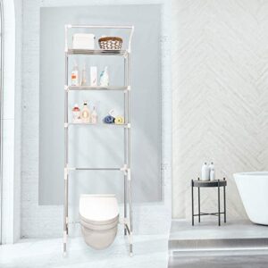 Hershii 3-Tier Laundry Room Shelf Over The Toilet/Washing Machine Storage Rack Bathroom Organizer Stand Adjustable Space Saver Shelving Units with Clothes Hanging Rod - Ivory