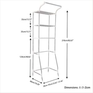 Hershii 3-Tier Laundry Room Shelf Over The Toilet/Washing Machine Storage Rack Bathroom Organizer Stand Adjustable Space Saver Shelving Units with Clothes Hanging Rod - Ivory