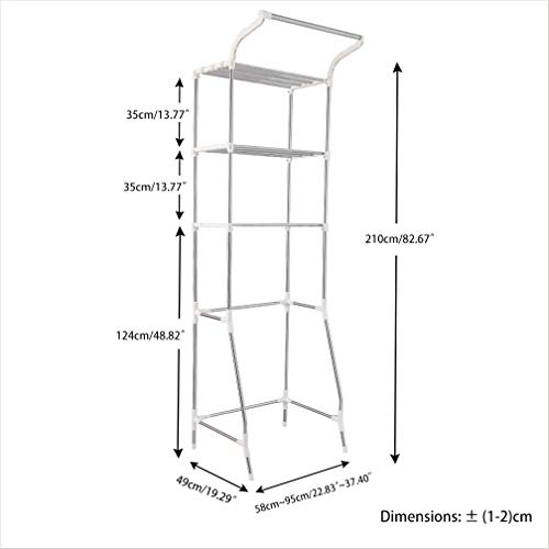 Hershii 3-Tier Laundry Room Shelf Over The Toilet/Washing Machine Storage Rack Bathroom Organizer Stand Adjustable Space Saver Shelving Units with Clothes Hanging Rod - Ivory