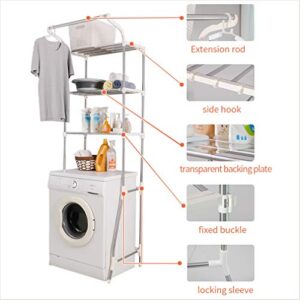 Hershii 3-Tier Laundry Room Shelf Over The Toilet/Washing Machine Storage Rack Bathroom Organizer Stand Adjustable Space Saver Shelving Units with Clothes Hanging Rod - Ivory