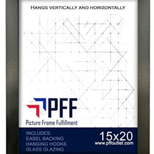 Picture Frame Factory Outlet | 15"x20" Picture Frame | Puzzle Frame | Poster Frame | 1.25 Inch Black MDF Frame | Plexi Glass and Hanging Hardware Included