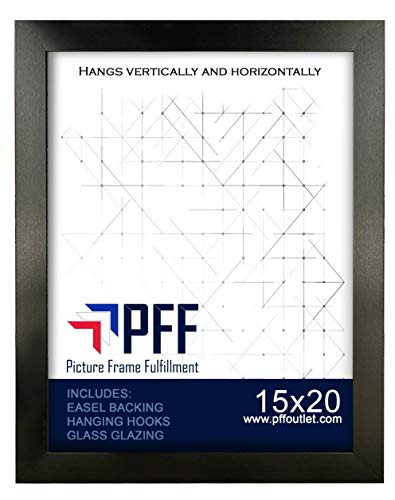 Picture Frame Factory Outlet | 15"x20" Picture Frame | Puzzle Frame | Poster Frame | 1.25 Inch Black MDF Frame | Plexi Glass and Hanging Hardware Included