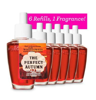 Bath and Body Works 6 Pack The Perfect Autumn Wallflowers Fragrance Refill 0.8 Oz.