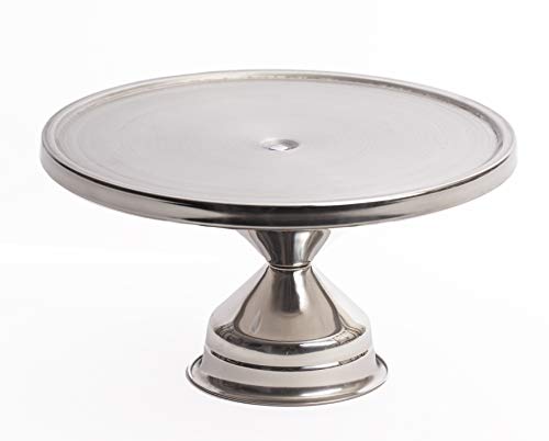 eHomeA2Z Stainless Steel Round Cake Stand 13" Inch Dessert Stand Reusable Birthday Wedding New Year Decoration (Tall Base)