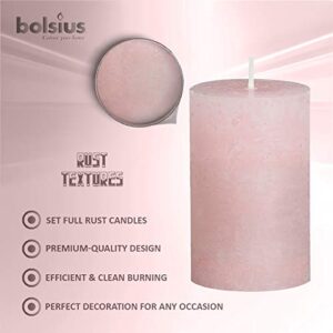 BOLSIUS Rustic Soft Pink Unscented Pillar Candles - 2" X 4" Decoration Candles Set of 4 - Clean Burning Dripless Dinner Candles for Wedding & Home Decor Party Restaurant Spa- Aprox (100X50m)