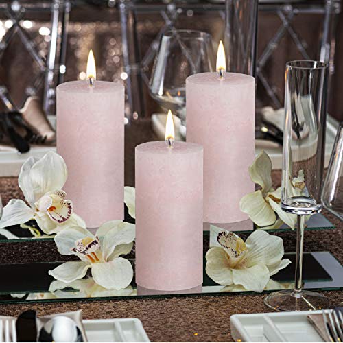 BOLSIUS Rustic Soft Pink Unscented Pillar Candles - 2" X 4" Decoration Candles Set of 4 - Clean Burning Dripless Dinner Candles for Wedding & Home Decor Party Restaurant Spa- Aprox (100X50m)