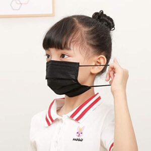 ydscsci 50Pcs Kids Disposable Face Masks 3 Layer Children Protective Face Mask for Boys Girls Indoor Outdoor, Black