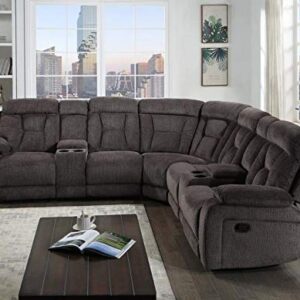 Hollywood Decor Gavar Reclining Sectional Sofa in Grey Fabric