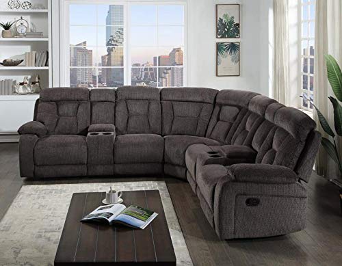 Hollywood Decor Gavar Reclining Sectional Sofa in Grey Fabric