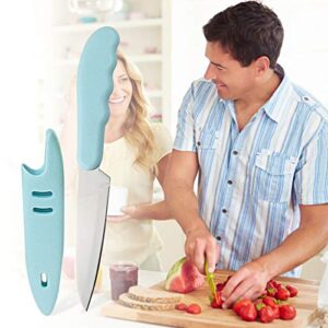 Paring Knife,3 Pieces New Sharp and Durable Fruit Knife, Comfortable Non-slip Handle, with Protective Cover, Suitable for Most Types of Vegetables and Fruits (pink,blue,green)