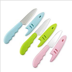 Paring Knife,3 Pieces New Sharp and Durable Fruit Knife, Comfortable Non-slip Handle, with Protective Cover, Suitable for Most Types of Vegetables and Fruits (pink,blue,green)