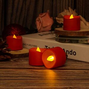 IMAGE Valentine's Day Tea Lights, 12Pack Tealight Candles with Timer and Red Shell, Battery Operated Flameless Tea Lights with 100pcs Decorative Fake Rose Petals for Tealight Votive Holders & Lantern